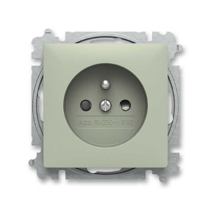 6619T-A06657 243 Zásuvka jednonásobná, s clonkami, olivová, Zoni, ABB ...