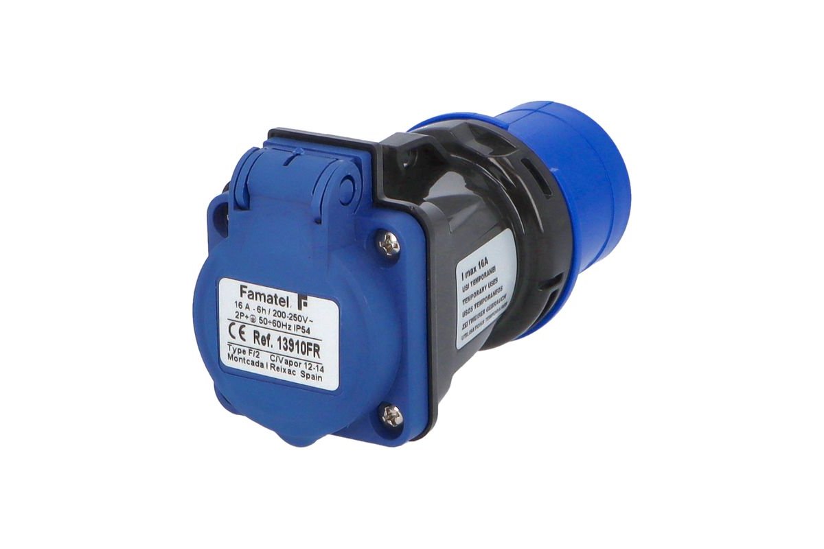 13910FR Adaptér IP54, 250V, 16A - vidlice CEE, zásuvka s kolíkem ...