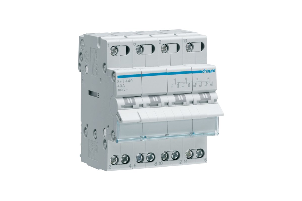 SFT440 Skupinový přepínač (I-0-II) 4P / 40A - výstupní kontakt horem ...