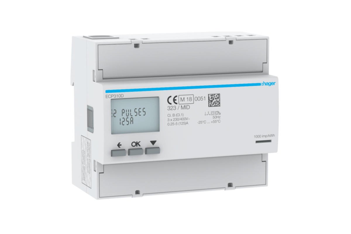 ECP310D Elektroměr digitální 3F, 2 Tarify přímé měření do 125 A, imp ...