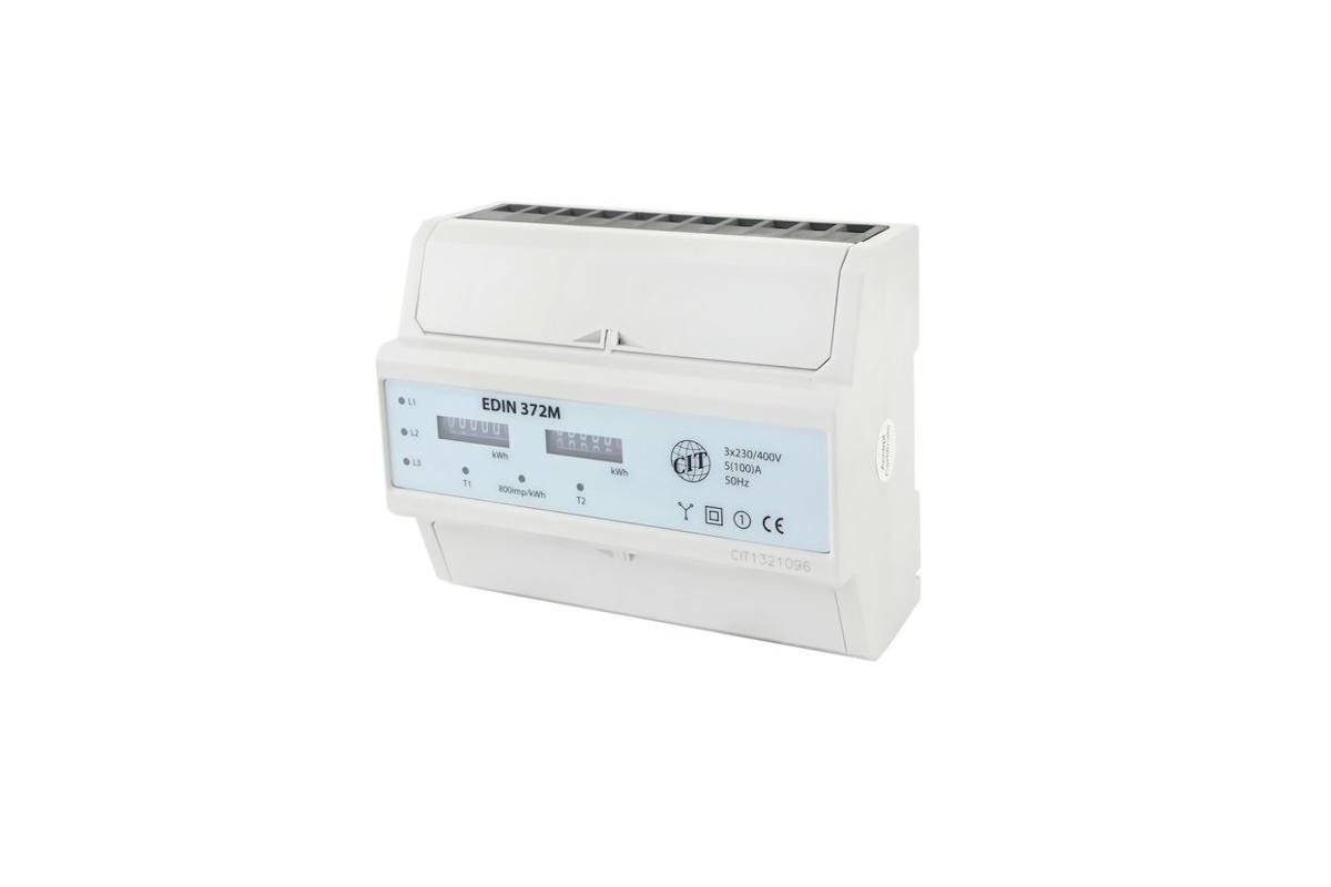 1008890 EDIN 372M Modulární elektroměr 2 tarifní, analogový, 100A, 3 ...